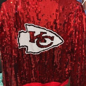 Jackets & Coats | Copy Front And Back Red Kansas City Chiefs Sequin Jacket One Size Fits All Zi ...